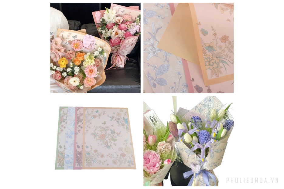 Giấy kraft lót gói hoa gam pastel xấp 10 tờ 35x50cm